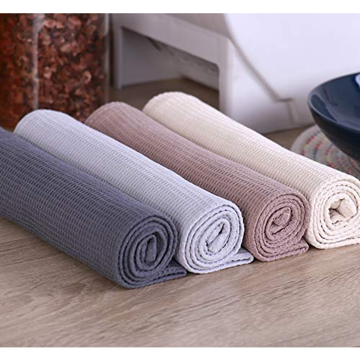 PY HOME & SPORTS Dish Towels Set, 100% Cotton Waffle Weave Kitchen Towels 4 Pieces, Super Absorbent Kitchen Hand Dish Cloths for Drying and Cleaning (17 x 25 Inches, Set of 4)