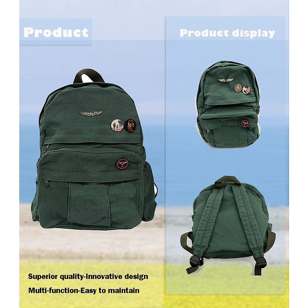 SOBOUR Ellie Backpack The Last Ellie Williams Cosplay Bag Joel Miller Backpack Vintage Casual Canvas Rucksack Laptop Travel Bag