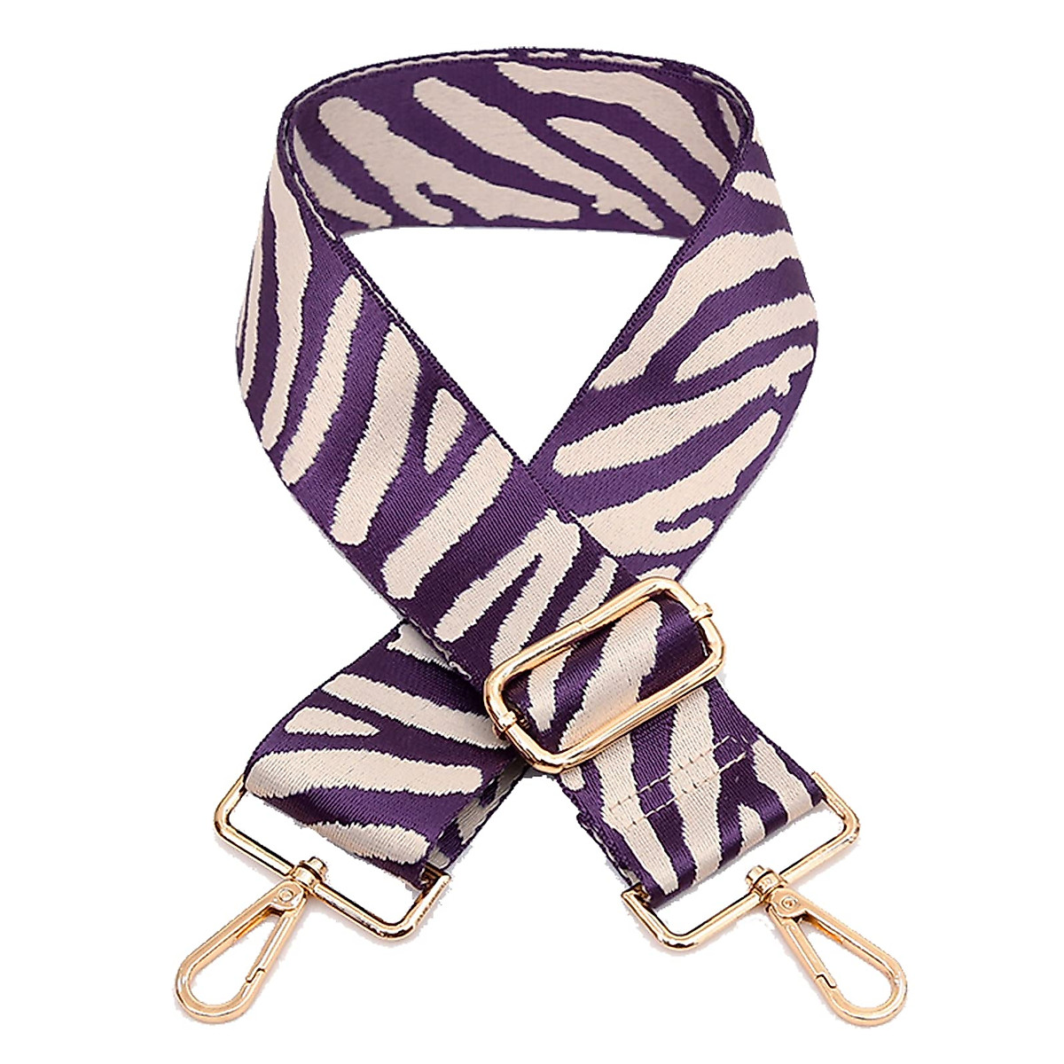 LOHGOU Wide Purse Bag Strap Replacement Zebra Pattern Adjustable Crossbody Handbag Purse Strap Handbag Strap Extender (Purple)