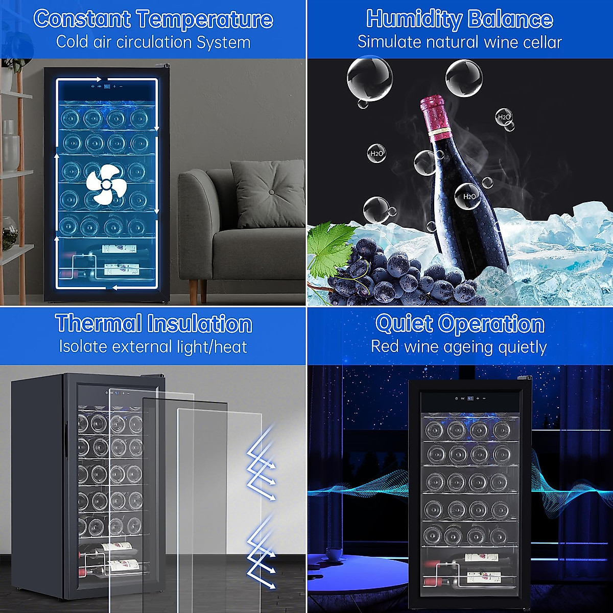 TROPOW 28 Bottle Compressor Wine Cooler, Freestanding Beverage Refrigerator with Digital Temperature Control & Double-Layer Glass Door for Red White Wine, Champagne, Advanced Cooling Technology