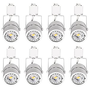 EAGLOD 10W H Track Lighting Heads,Dimmable LED Track Light Fixtures for Accent Retail Artwork,3000K Warm White, Linear Track Light H Type - 120V 24° Angle Halo Type- 8 Pack (White)