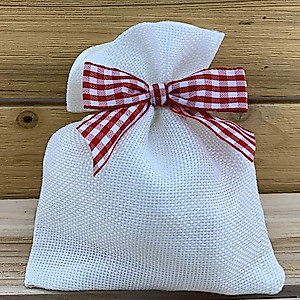 Red & White Gingham Pre-Tied Bows - 3" Wide, Set of 12, Buffalo Check, Plaid Gift Basket Decor, Wedding Embellishments, Party Favors, Birthday, Fall, Christmas, Valentine's Day