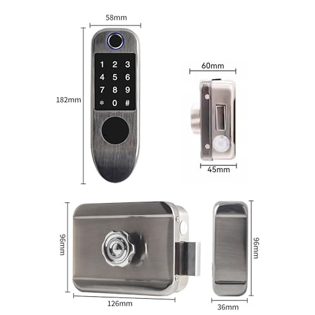 Security Smart Lock, 5 in 1 Finger Print Door Lock, Electronic Biometric Fingerprint Door Password Lock for Office Home