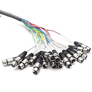 Seismic Audio - 16 Channel XLR Snake Cable - 15 Feet Long - Pro Audio Snake for Live Live, Recording, Studios, and Gigs - Patch, Amp, Mixer, Audio Interface 15'