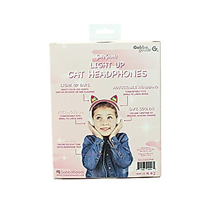 Gabba Goods Premium Kid's/Children's Safe Sound LED Light Up in The Dark Cat Over The Ear Comfort Padded Stereo Headphones with AUX Cable | Earphones - 85 Decibels