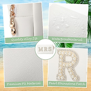 Silkfly 6 Pcs Bridal Shower Gifts Set Summer Bachelorette Party Accessories Bride Beach Bag Sun Hat Heart Sunglasses Rhinestone Bride Earrings MRS Cosmetic Bag for Beach Bride Wifey Wedding Gifts