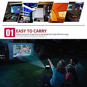 Mini Movie Projector, 24-60 Inches Screen 1080P Portable Projector Compatible with USB| Laptop| Phone, Built-in Speaker, LED Light Source, Electronics Tech Gadgets, Mini TV, Cool Stuff (Black)