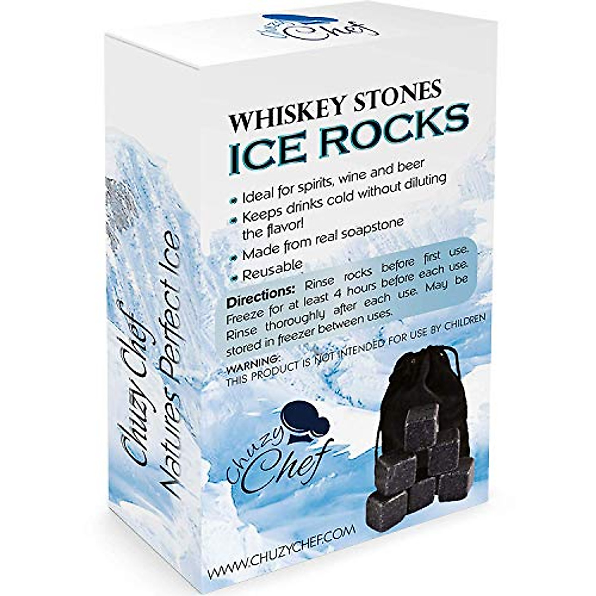 Whiskey Stones Chilling Ice Cubes - Set of 9 Whiskey Rocks Chilling Stones Reusable Whiskey Stone for Your Drinks with Velvet Gift Pouch Great Gift Idea