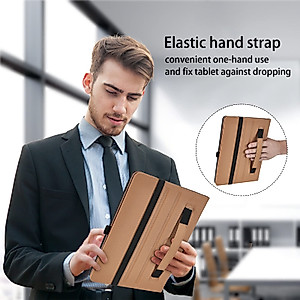 Case for Samsung Galaxy Tab A8 10.5 inch 2022 (SM-X200/X205/X207), Premium PU Leather Tablet Case with Hand Strap Large Pocket Auto Wake/Sleep Smart Cover, Black