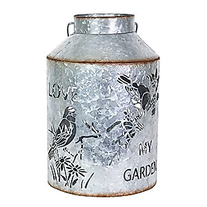 Exhart Solar “Garden” Cute Pail Lantern, Outdoor LED Garden Light, Durable Stamped Metal, 7.5”X11.5”