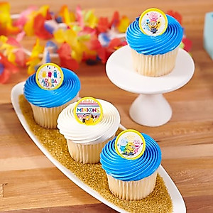 DecoPac Despicable Me™ Celebrations Cupcake Rings, 24 Minions Cupcake Decorations, 6 Minion Designs On Yellow Rings - 24 Pack