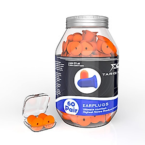targeal 60 Pairs Ear Plugs for Sleeping Noise Cancelling - 33 dB Highest NRR Soft Foam Earplugs - Ear Protection Earbuds for Sleep, Snore, Concerts, Musician, Shooting, Travel, Study, Adults - Orange