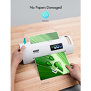 SINOPUREN Thermal Laminator Machine and Pouches Bundle, Never Jam Technology, 9inches Quick 1min Warm-up, 3mil 100pack*2, Letter Size