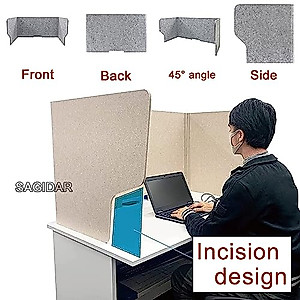 SAGIDAR Desk Barrier Polyester Fiber, Sound Absorbing, Sneeze Guard Desk Divider, Desktop Privacy Panel 60/80/100cm, Office Divider Partition Folding, No Installation Required