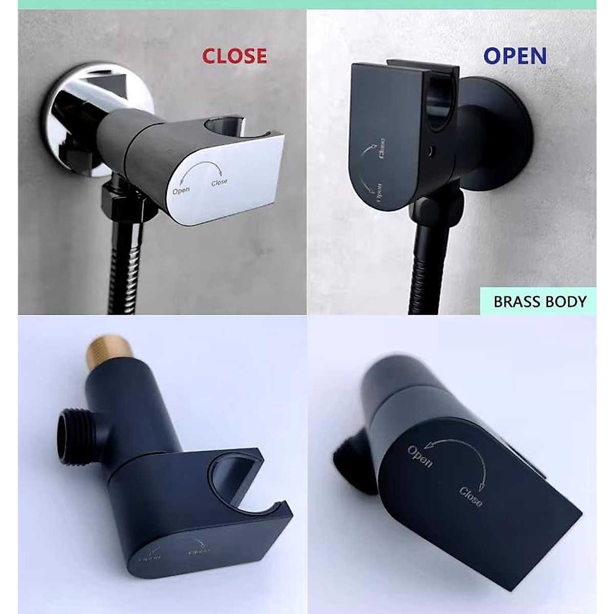 New Bidet Sprayer Set Solid Brass Body with Open and Close Switch ABS Plastic Bathroom Toilet Fixture (Black PVC Hose)