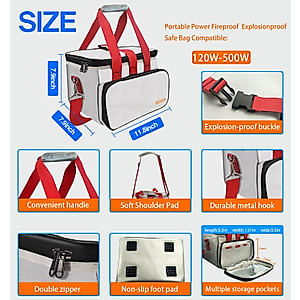 11.8"x7.9"x7.9" Portable Power Fireproof Safe Bag for mobile Power 100W-600W Outdoor Power Storage Transport and Charging, Home Office Travel Fireproof Safe Storage Pouch with handle Shoulder Strap
