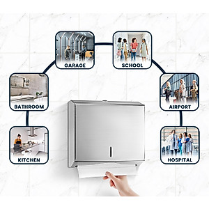 Alpine Industries C-Fold/Multifold Paper Towel Dispenser - Brushed Stainless Steel (290 C Folds/ 380 Multi-Fold)