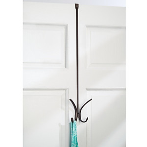 iDesign Axis Easy Reach 24" Quad Hook, Over the Door Towel Holder or Coat Rack for Bathroom, Bedroom, Office Closet Storage, 4.7" x 3.8" x 24", Bronze