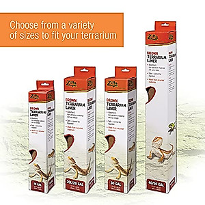 Zilla Reptile Pet Terrarium Floor Liners Brown 30BR/40BR/50/65 Gallon, 17.25" x 35.25"
