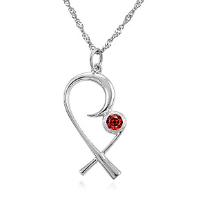 The Mommy Pendant - Silver Mother Child Necklace with (January) Birthstone Garnet – Designer Gift Box - Mother's Day, Christmas, Push Present, wife, mom