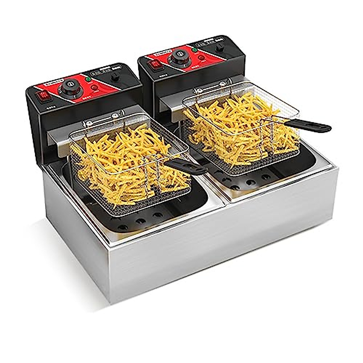 Commercial Deep Fryers, Electric Deep Fryer, Detachable Large Capacity Stainless Steel Electric Oil Fryer with Temperature Control, for Restaurant Home Kitchen (Color : 20L)