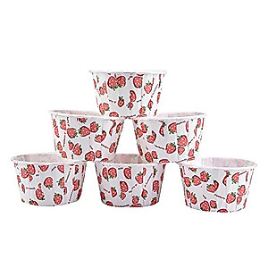 100PCS Mini Cupcake Liners Polka Dots/Stars Baking Paper Cups, Muffin Cases, Making Cake Balls, Muffins, Cupcakes, Candies, for Birthday Holiday Party Wedding(Strawberry)