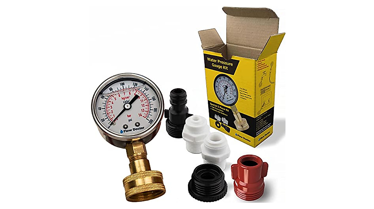 Flow Doctor Water Pressure Glycerin Gauge Kit | 0-200 PSI All Purpose