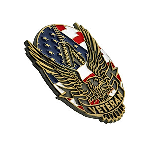 PinMart Proudly Served Veteran Pin – Patriotic American Lapel or Hat Pin – Proud to be Retired Army, Navy, Air Force or Marine Corps – Gold Plated Enamel with Secure Clutch Back