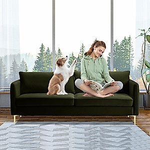 Hdxdkog 85" Velvet Sofas Couches for Living Room, Modern Sofas & couches with Ergonomic Design Backrest and Thickened Cushion, 3-Seat Sofa, Load Capacity 800 LBS (Green, Loveseat Sofa)