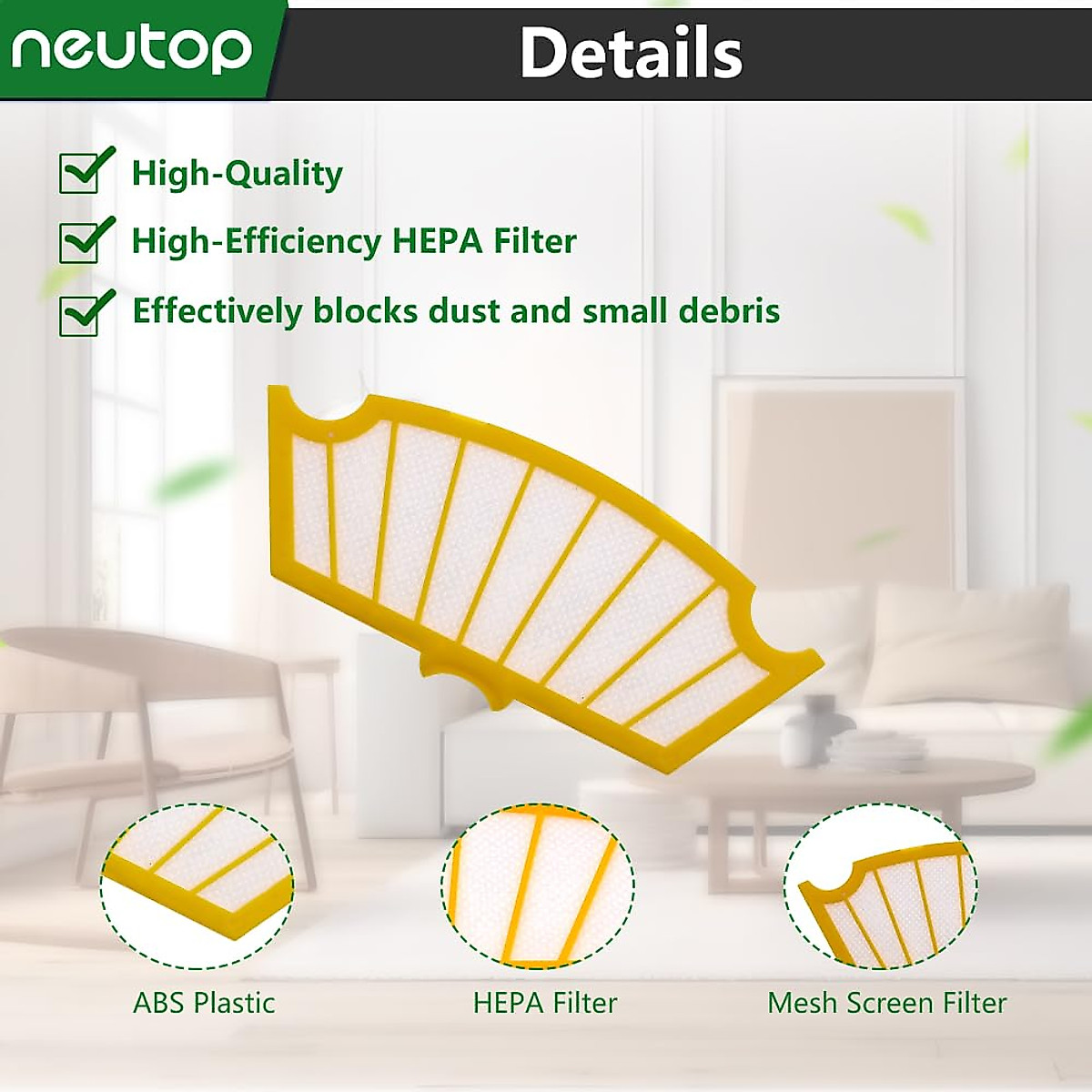 Neutop Yellow Filters Replacement Compatible with iRobot Roomba 500 Series 510 520 530 535 540 555 560 561 562 563 570 580 581 and Professional Series 610 Robotic Vacuum Cleaner 81502, 12-Pack.