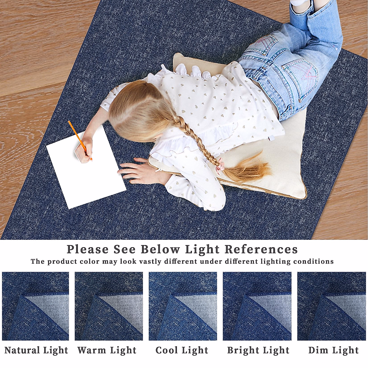 LUXLOOM Washable Runner Rug 2x6 Entryway Rug Modern Non Slip Kitchen Rugs Bathroom Rugs Solid Navy Blue Rugs for Bedroom Throw Rugs Chenille Stain Resistant Carpet for Laundry Hallway 2'x6' Navy Blue