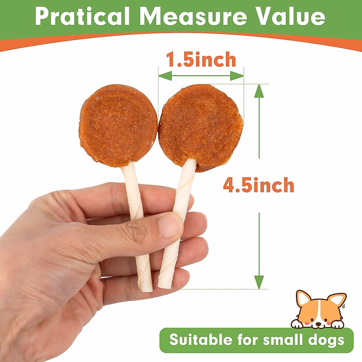MON2SUN Lollipop Dog Treats, 4.5 Inch Chicken and Egg with Rawhide Twist Sticks, Healthy and Teeth Cleaning Dog Snacks for Small Dogs, 10.58oz (15 Count-Pack of 1)