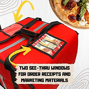 FSE Insulated Pizza Food Delivery Bag Carrier, 18 Inch x 18 Inch x 13 Inch (Touch Velcro Closure)