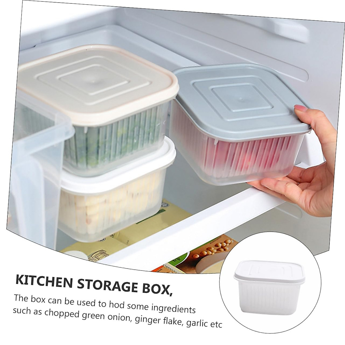 HOLIDYOYO 4pcs Box Double Layer Crisper Onion Fresh-keeping Case Containers with Strainer Basket Food Containers Fridge Food Container Draining Crisper Fruit Strainer Ginger Drain Crisper or