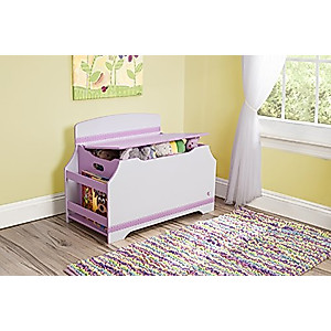 Delta Children Jack & Jill Deluxe Toy Box with Book Rack, Pink/White