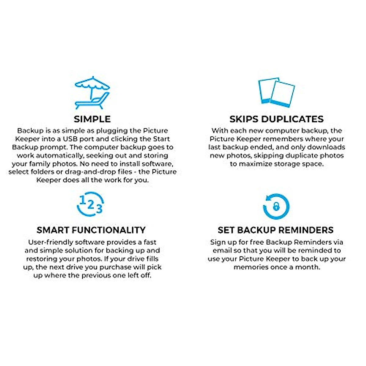 Picture Keeper PRO 64GB Smart USB Professional Storage Flash Drive for Photos, Videos, Music and Docs. More Than Just a Photo Backup Stick. for PC/MAC/Laptops/Computers