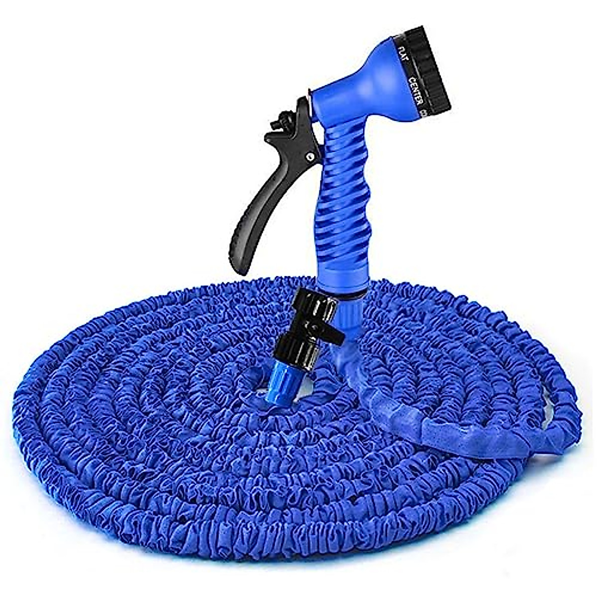 Garden Hose Water Pipe Expandable - 50FT Water Hose with 7 Function Spray Nozzle, Easy to Use, Outdoor Magic Hose Suit for Gardening Washing, Blue