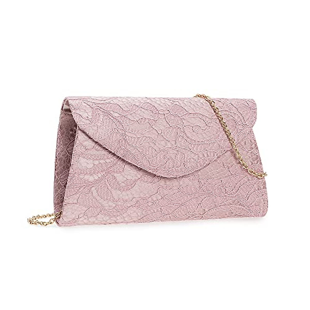 CHARMING TAILOR Classic Lace Clutch Purse Formal Handbag Evening Bag for Prom/Wedding (Pink)