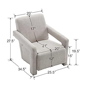 Kmax Modern Accent Chair Linen Fabric Leisure Chair Comfy Single Sofa Reading Chair with Hollow Arms for Living Room, Bedroom, Apartment, Club, Beige