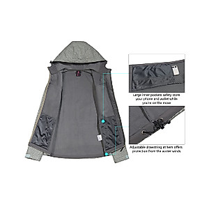 Little Donkey Andy Women's Softshell Jacket Hooded Windproof Fleece Lined Jackets, Water Repellent and Lightweight Khaki Floral XL