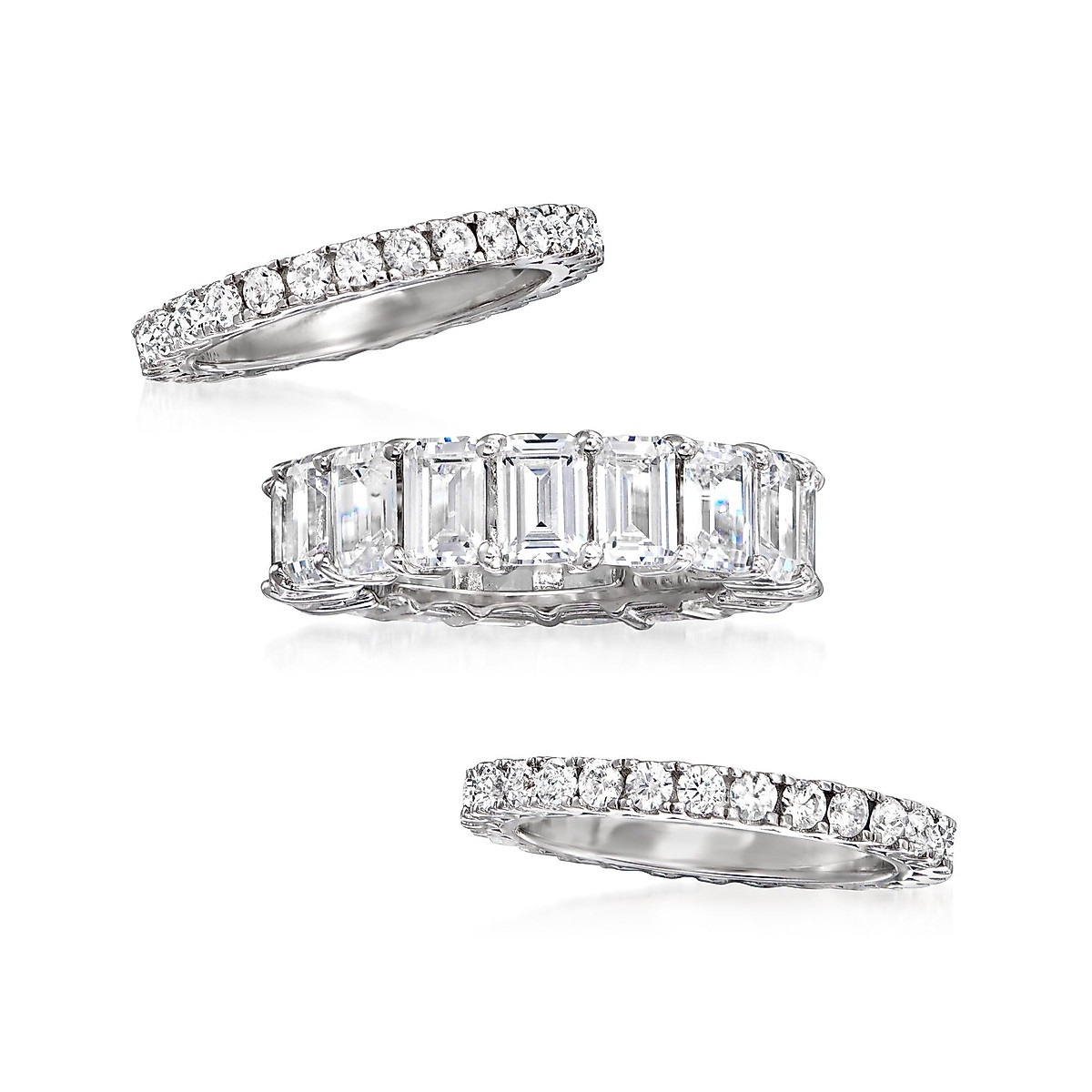 Ross-Simons 11.65 ct. t.w. CZ Jewelry Set: 3 Eternity Bands in Sterling Silver. Size 9