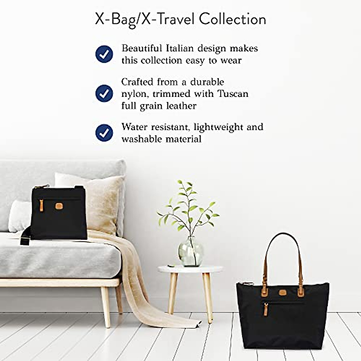 Bric's Sportina X-Bag - Large Tote Bag - 3-Way Shopper Shoulder Bag - Designer Handbag for Travel and Work, Black