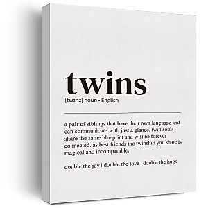Twins Definition a Pair of Siblings Canvas Wall Art Poster Print Gift, Twin Nursery Painting Ready to Hang Home Decor (11.5" x 15")