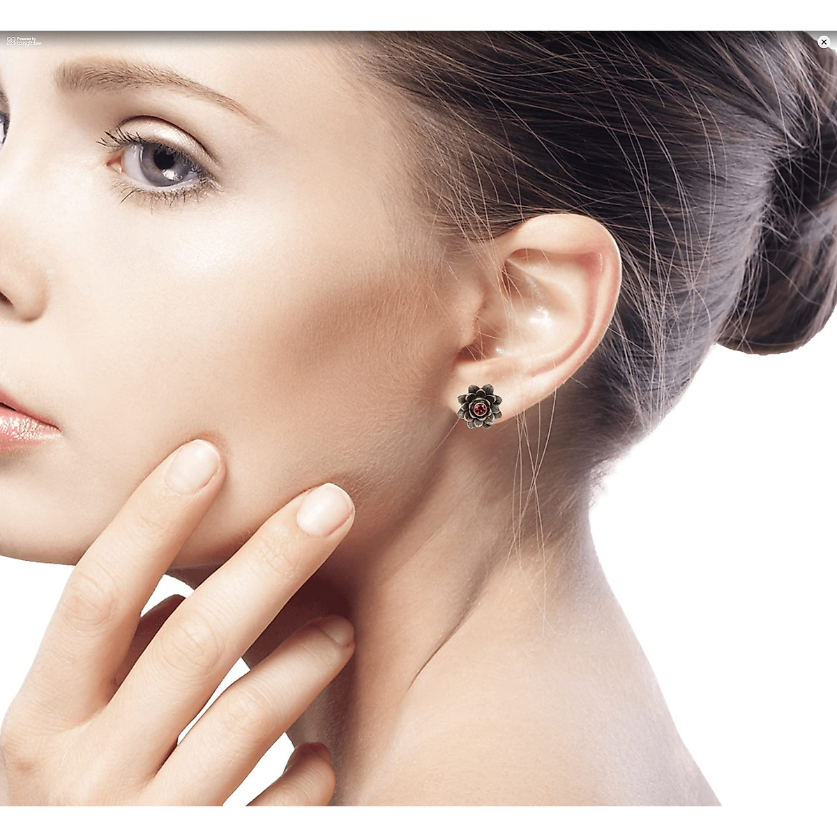 NOVICA Artisan Handmade Garnet Flower Earrings Floral Sterling Silver Red Button Indonesia Birthstone [earrings 0.5 in L x 0.5 in W Garnet 0.2 in Diam.] ' Redeyed Lotus'