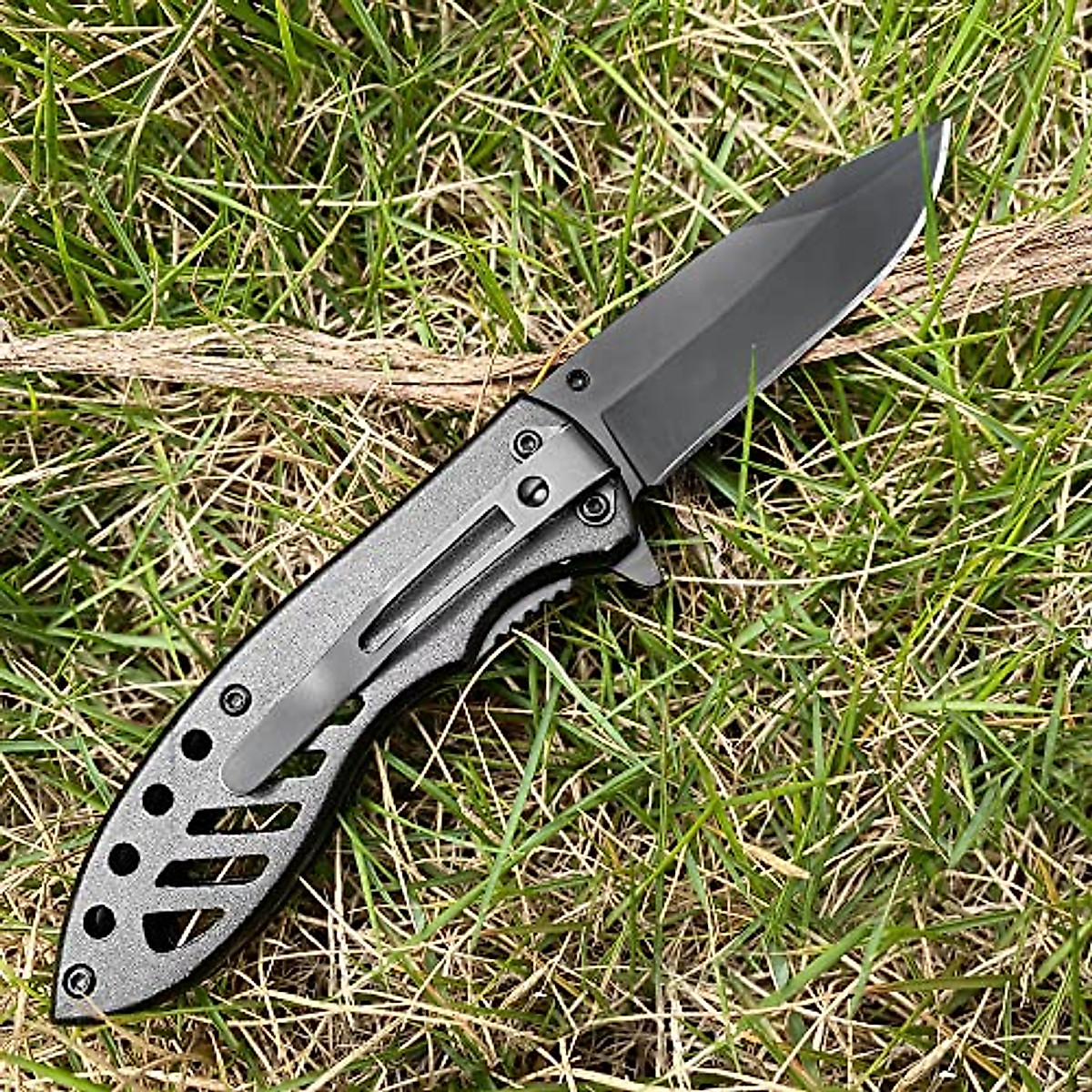 XIPHIAS Practical Folding Pocket Knife with Deep Pocket Clip, Black, XK042, 6.5" Overall(Pocket Knife)