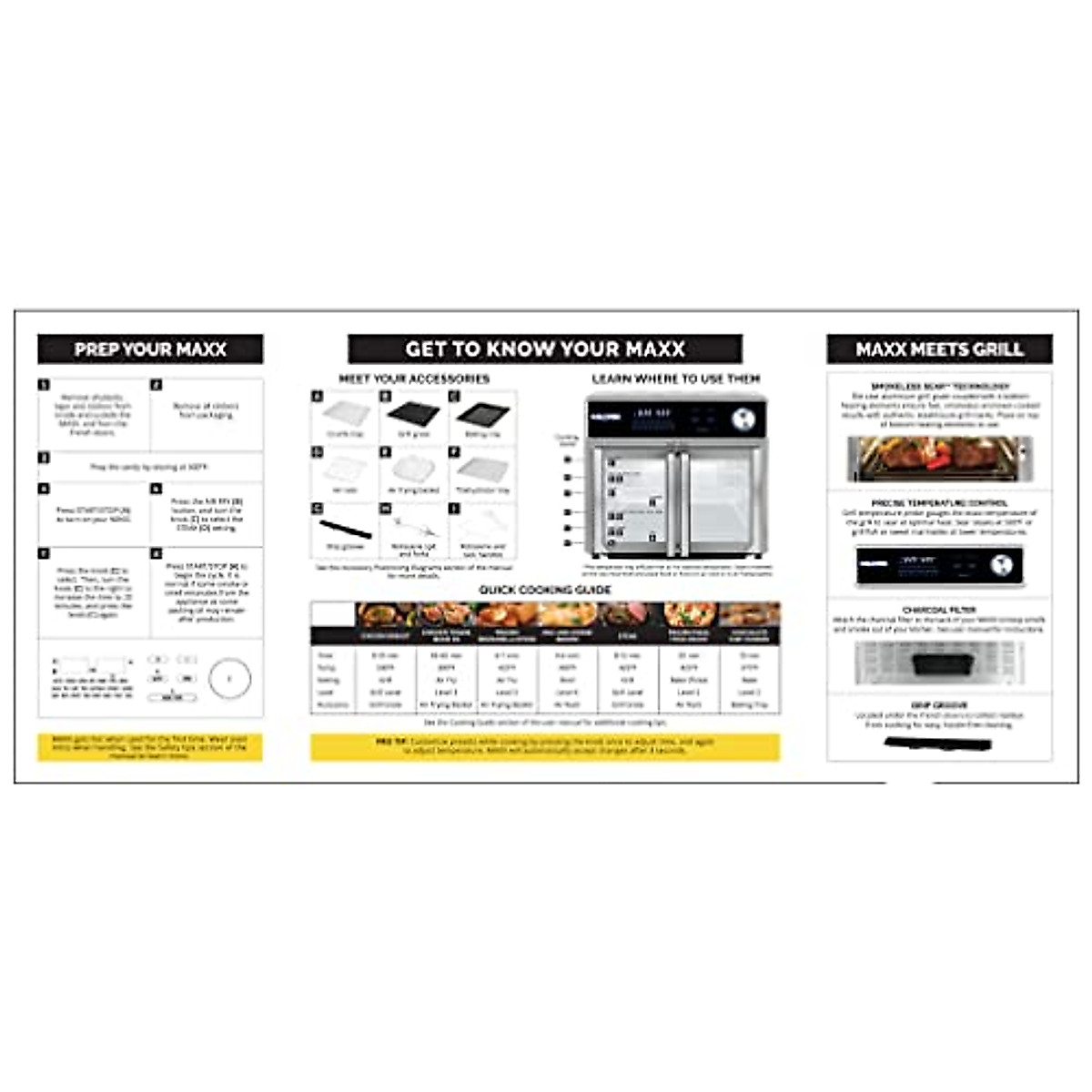 Kalorik MAXX Air Fryer Oven Grill, 26 Quart, Smokeless Indoor Grill and Air Fryer Oven Combo, Up to 500°F, 1700W, Digital Display, 22 Presets, 11 Accessories and Bonus Cookbook