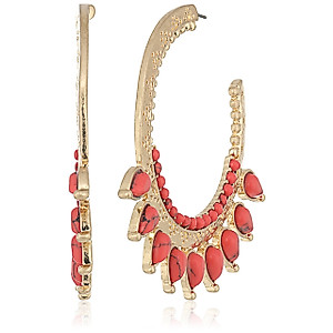 Danielle Nicole Golden Burst Coral Hoop Earrings