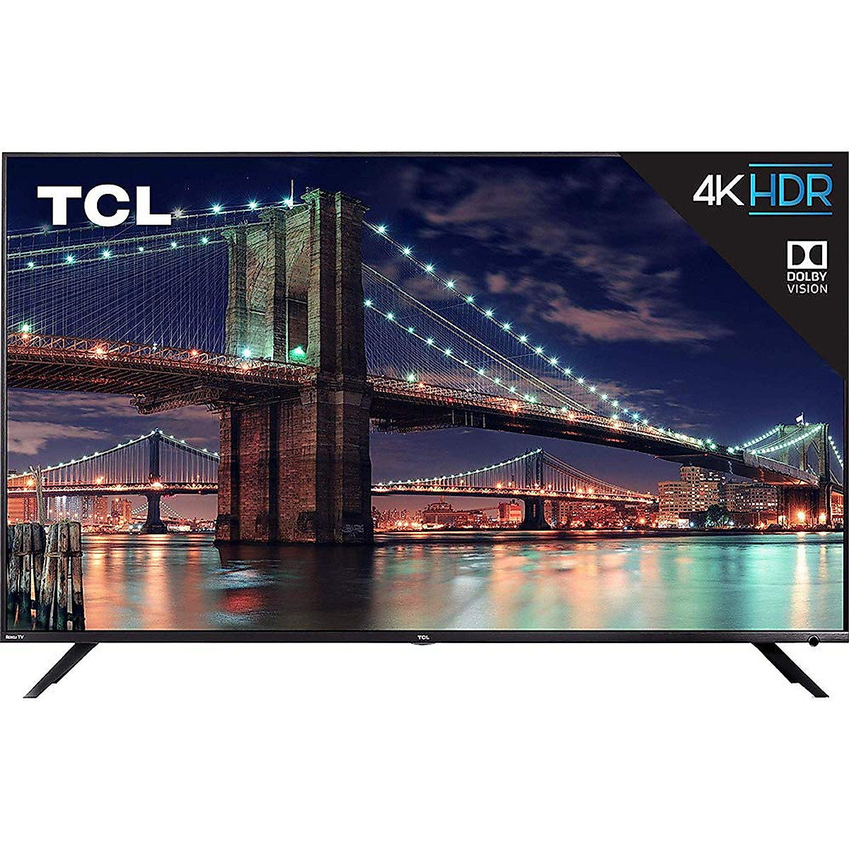 TCL 75R617 75-inch 6-Series 4K UHD Dolby Vision HDR Roku Smart TV Bundle with 37-70-inch Low Profile Wall Mount Kit, Deco Gear Wireless Keyboard and 6-Outlet Surge Adapter with Night Light