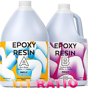 INCLY 2 Gallon Crystal Clear Epoxy Resin Kit, High Gloss & Bubbles Free Resin Supplies Coating & Casting Resin for Table Top, Countertop, River Table,Wood, Jewelry Making, Art Craft, Self Leveling 1:1