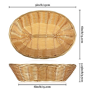 12 Pieces Oval Basket Food Storage Basket Woven Empty Basket Fruit Basket Gift Baskets with 60 Colorful Pull Bows and 30 Clear Gift Bags for Kitchen, Restaurant (Beige, 9 x 6 x 2.24 Inches)